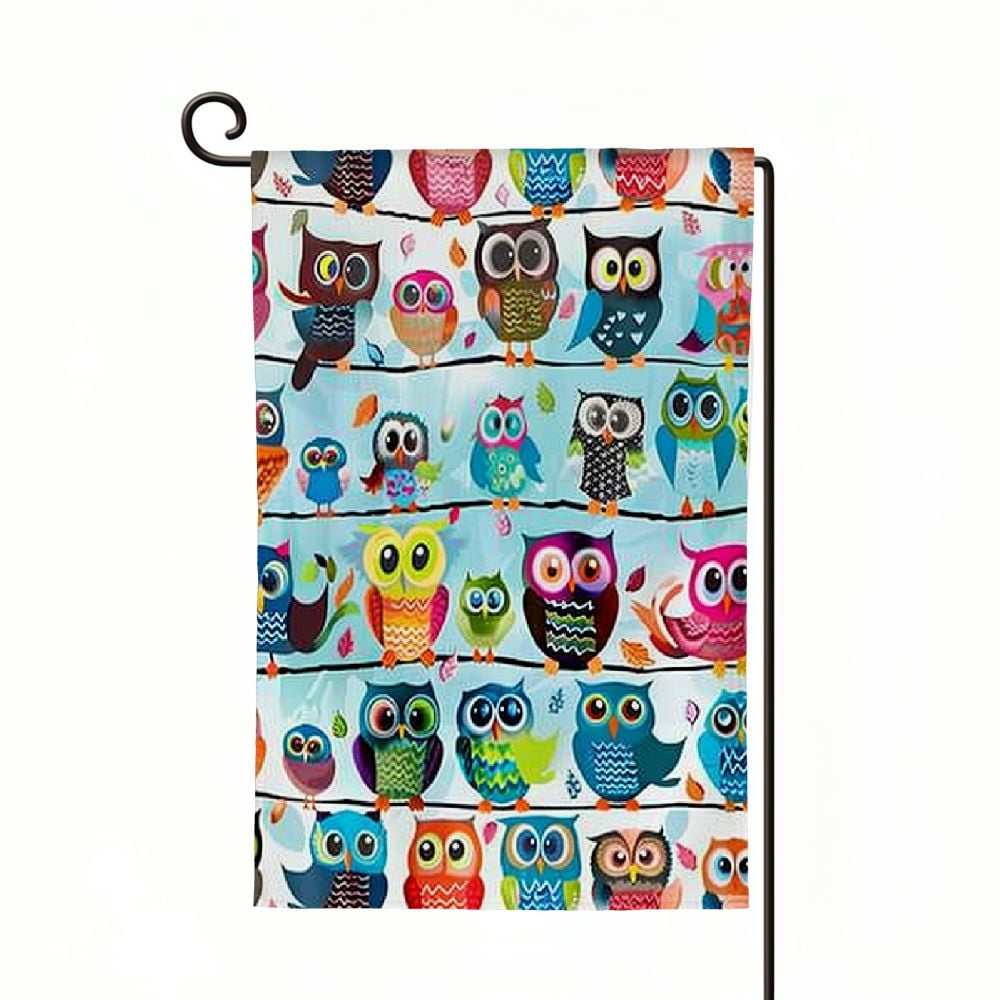 WXKJ Bird Garden Flag Cartoon Owls Birds On Tree Branch Leaf For Kid ...