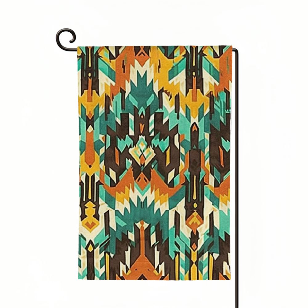 WXKJ Bohemian Garden Flag Retro Ethnic Triangles Rhombuses Lines ...