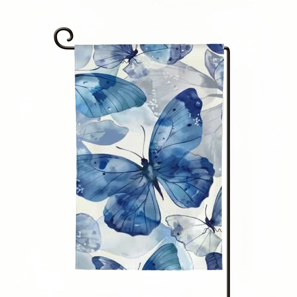 WXKJ Butterfly Garden Flag Blue Butterflies Decorative Vertical Double ...