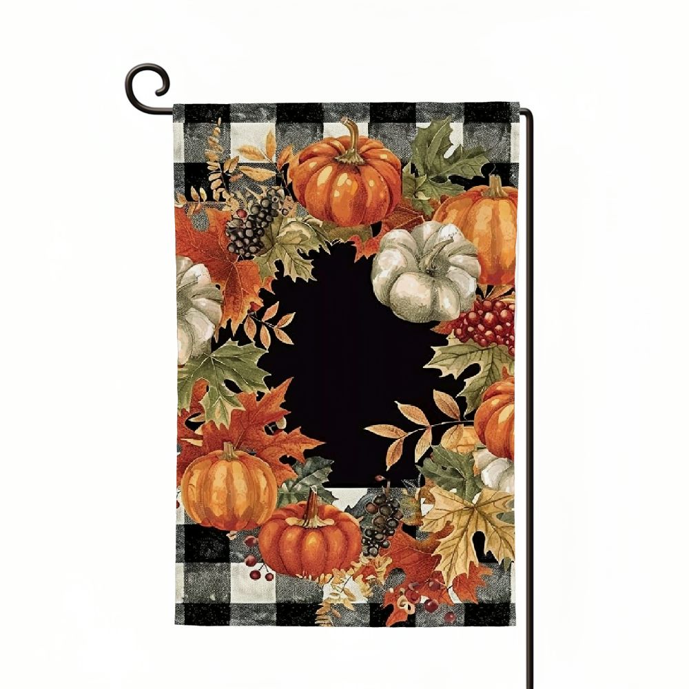 WXKJ Fall Pumpkin Wreath Floral Garden Flag Autumn Double Sided ...
