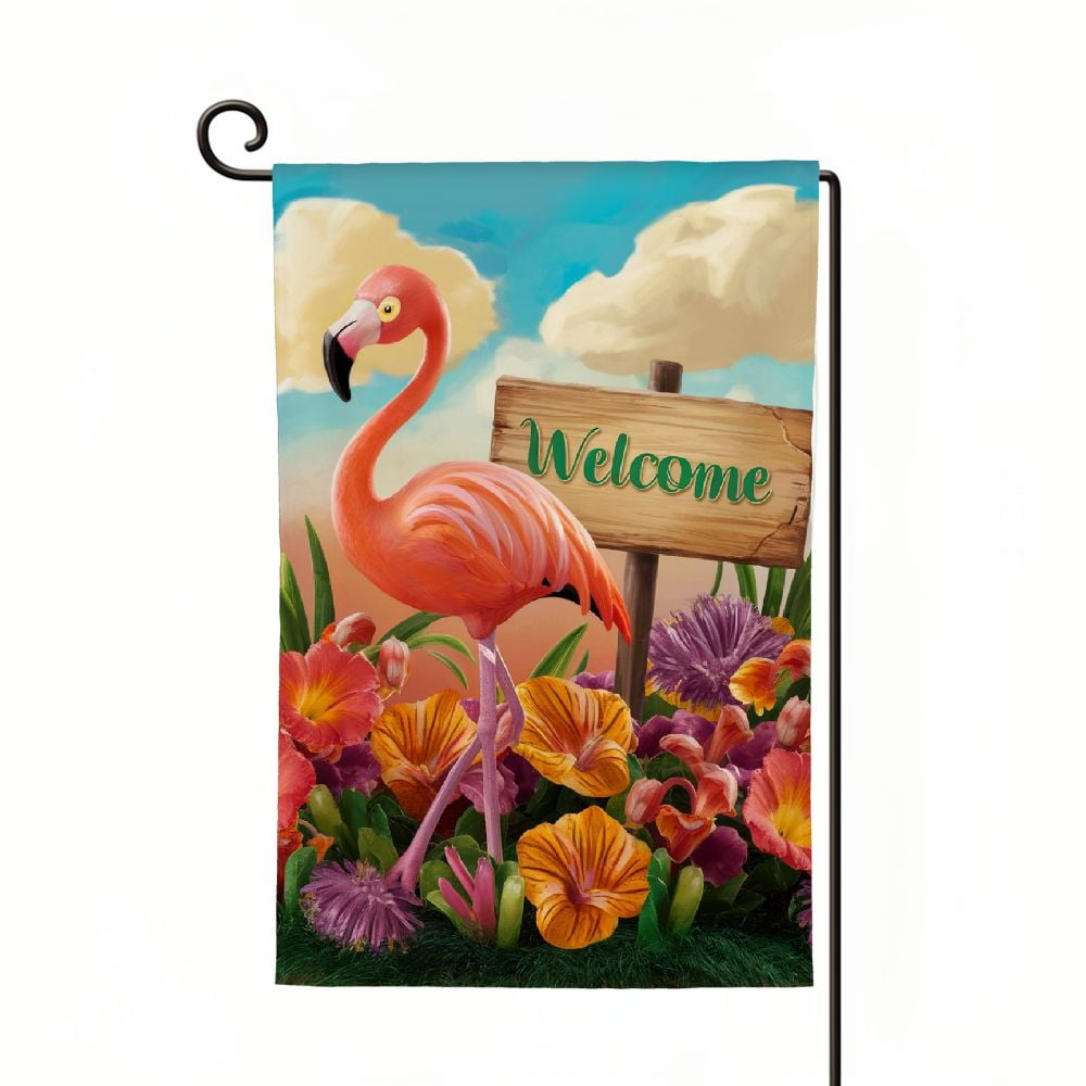 WXKJ Flamingo Welcome Summer Garden Flag Tropical Pink Bird Yard Flag ...