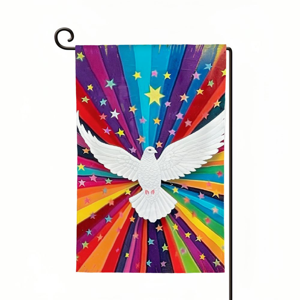 WXKJ Garden Flags for Outside Colorful Pentecost Holy Spirit Dove ...