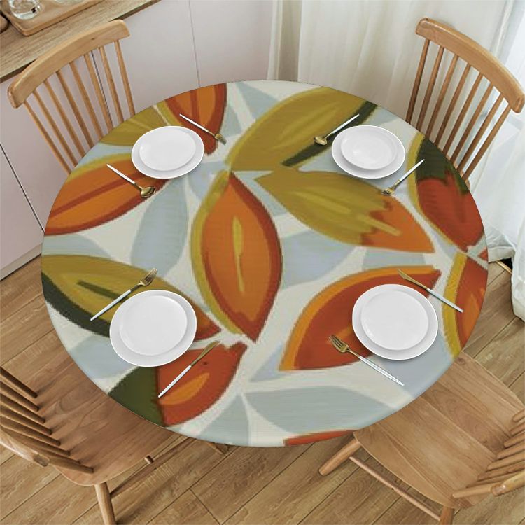 WXKJ Geometric Round Tablecloth Different Shapes Line Linked 70S Vintage Bohemian Table Cover ...
