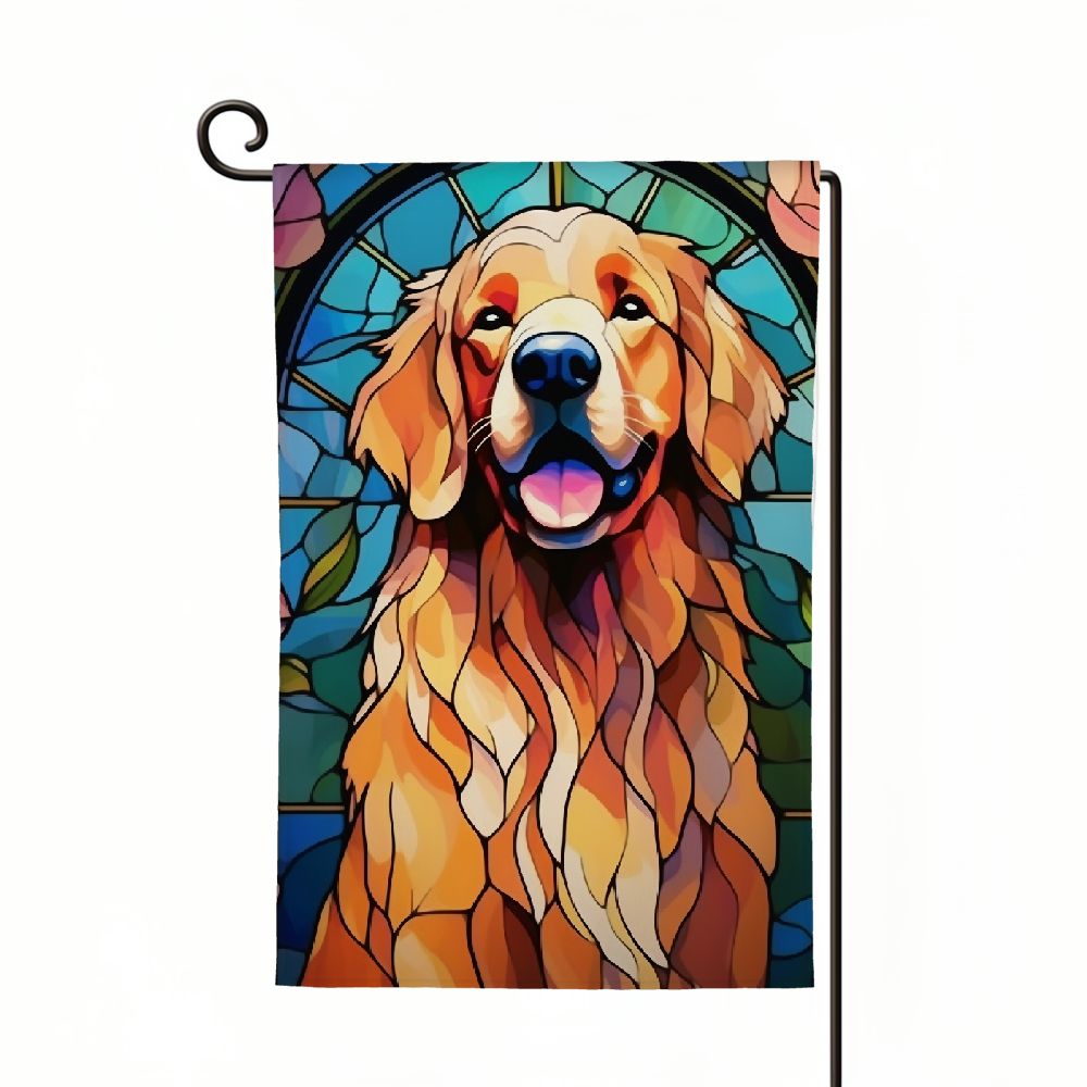 WXKJ Golden Retriever Garden Flag Retro Glass Style Dog Spring Summer ...