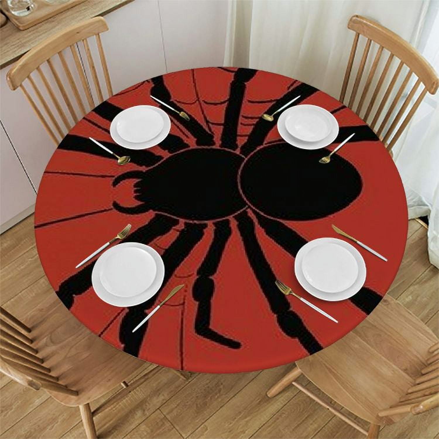 WXKJ Halloween Round Fitted Table Cover for Dining Tables,Elastic Edged ...