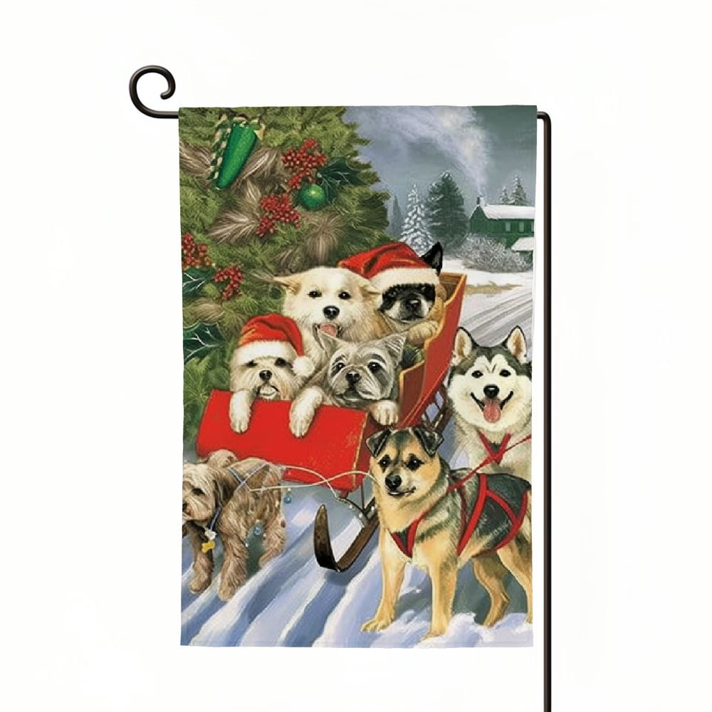 WXKJ Holiday Dogs Christmas Garden Flag Pickup Truck Humor Garden Flags ...