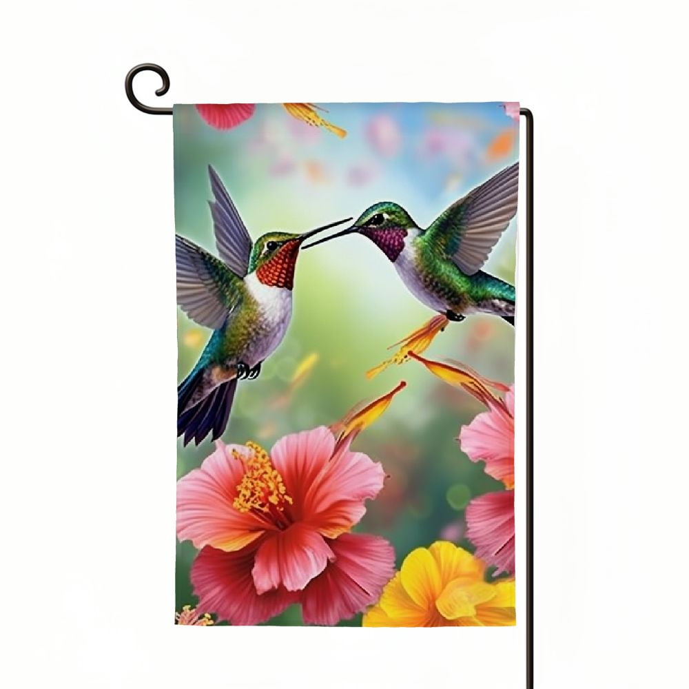 WXKJ Hummingbirds Hibiscus Yellow House Flag Banner Double Sides ...