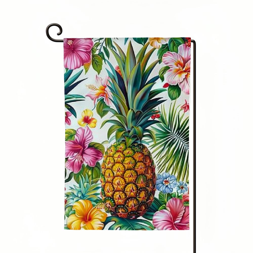 WXKJ Leaf Garden Flag Hawaiian Pineapples Tropical Palm Leaves Flowers ...