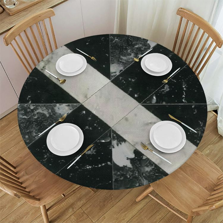 WXKJ Marble Round Fitted Table Cover with Elastic Edges,Marble Pattern ...