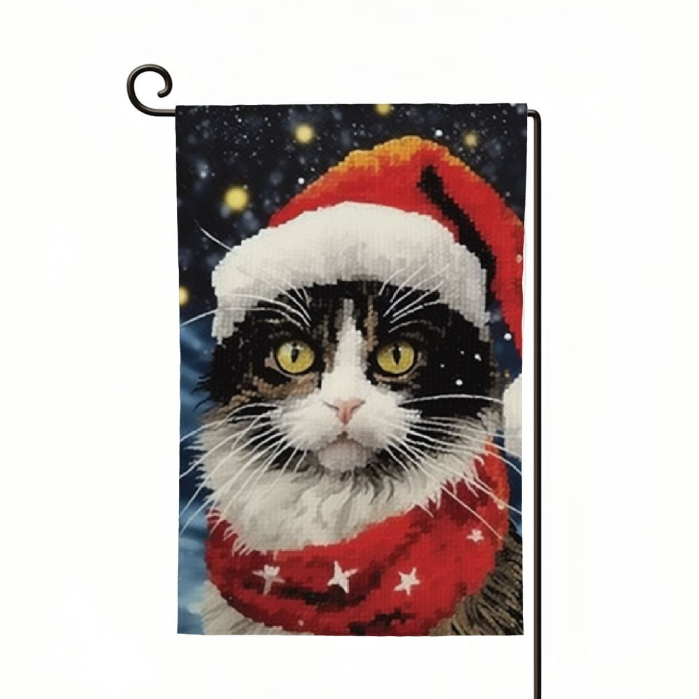 WXKJ Merry Christmas Black Cat Garden Flag Double Sided, Welcome Winter ...