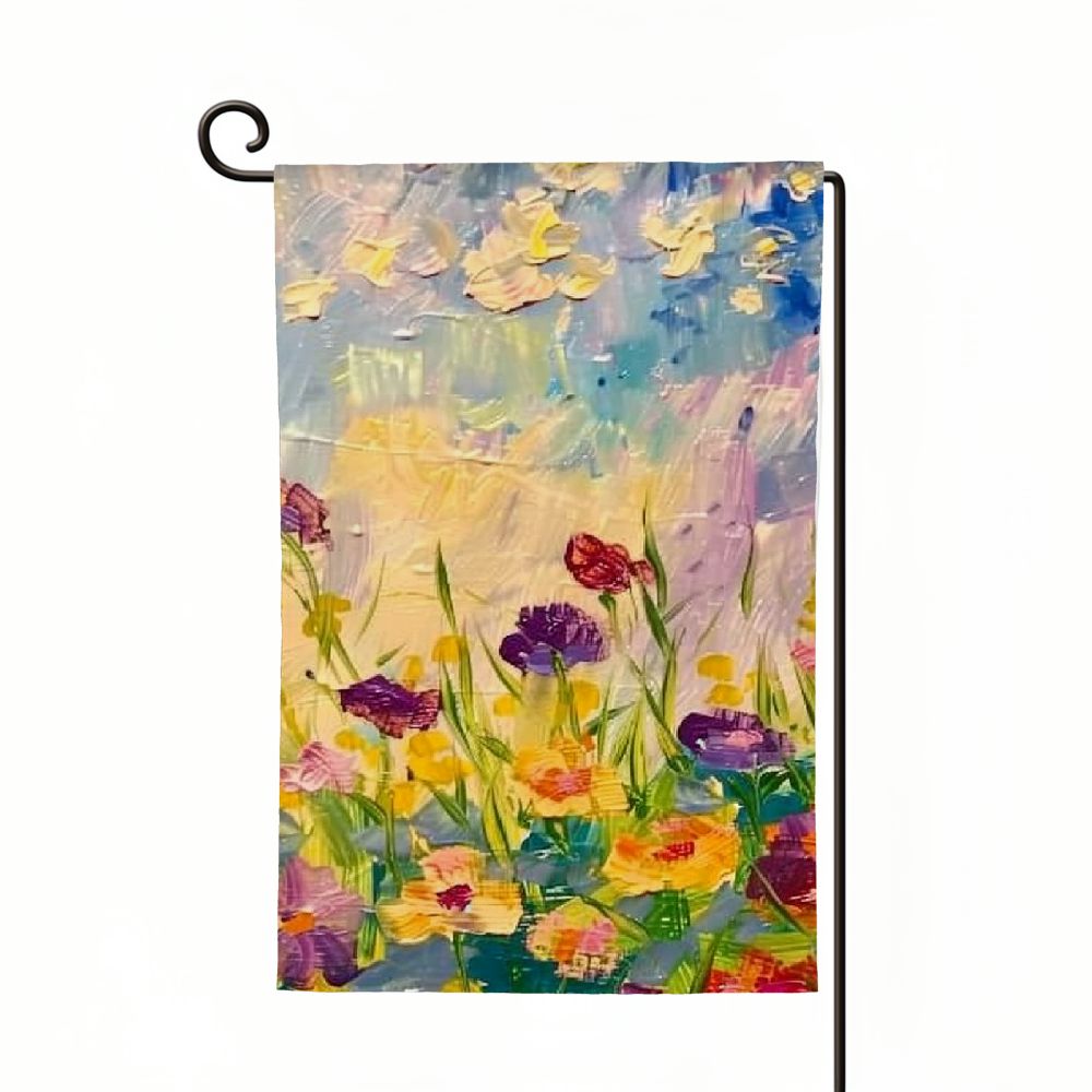 WXKJ Oil Painting Nature Grass Flowers Spring Floral Garden Flag ...