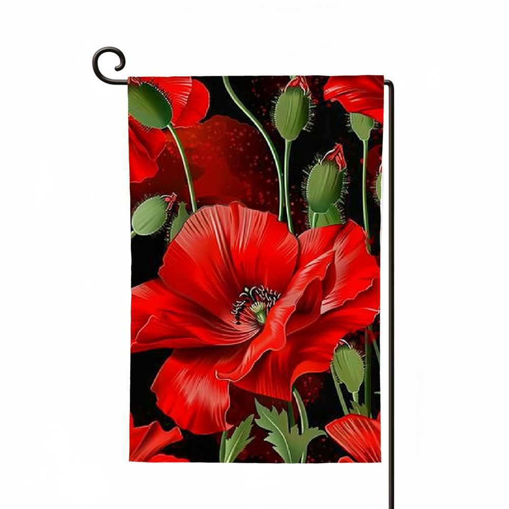 WXKJ Red Poppies Flowers Plant Leaves in Spring Summer Floral Poppy ...