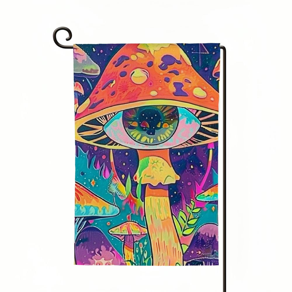 WXKJ Retro 70's Psychedelic Hippie Mushroom Garden Flag Yard Flags ...