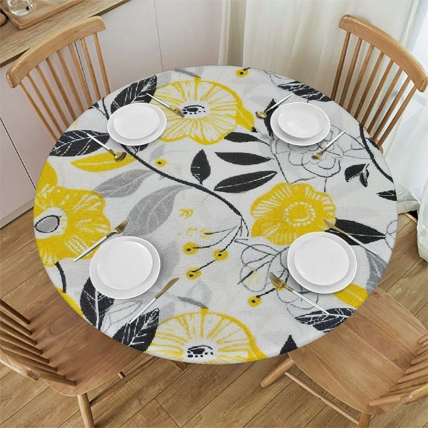 WXKJ Round Fitted Tablecloth Spandex Stretchable Table Cover with ...