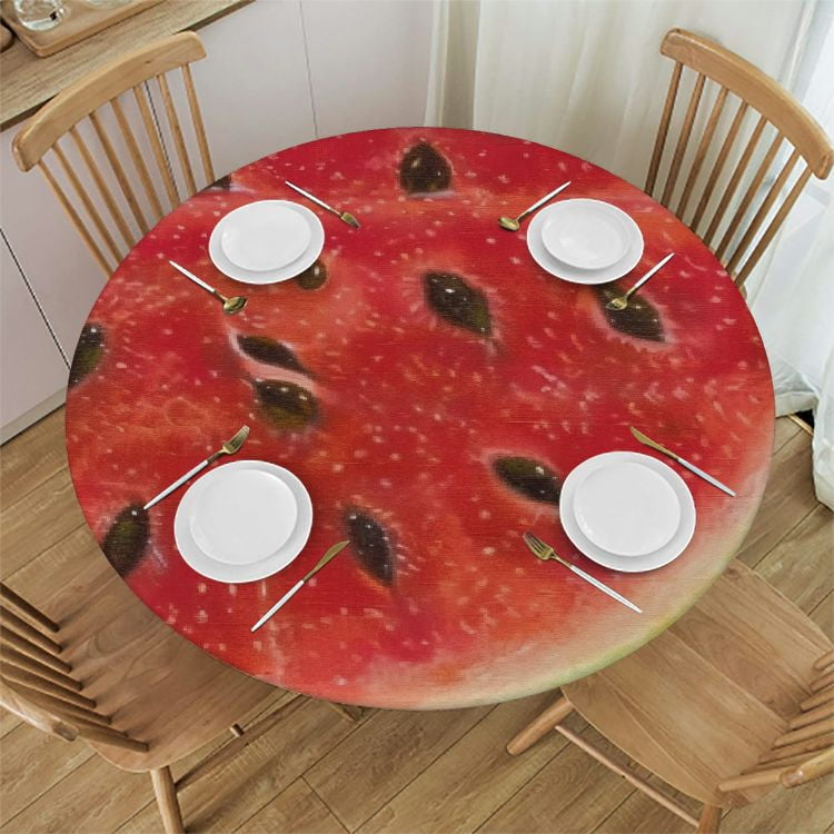 WXKJ Round Fitted Tablecloth, Waterproof Table Cover Tablecloth with ...