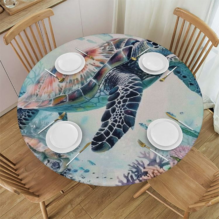 WXKJ Round Table Cover Waterproof Reusable Table Cloth Round Fitted ...