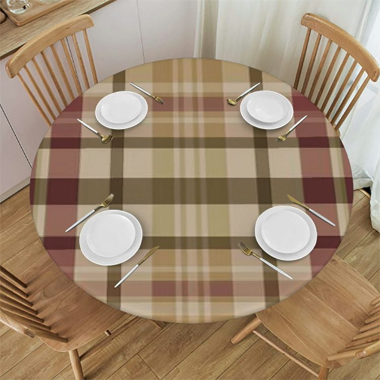 WXKJ Round Table Cover, Waterproof Reusable Table Cloth Round Fitted ...