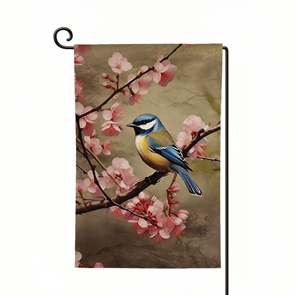 WXKJ Spring Birds on Pink Blossom Tree Garden Yard Flag, Double Sided ...
