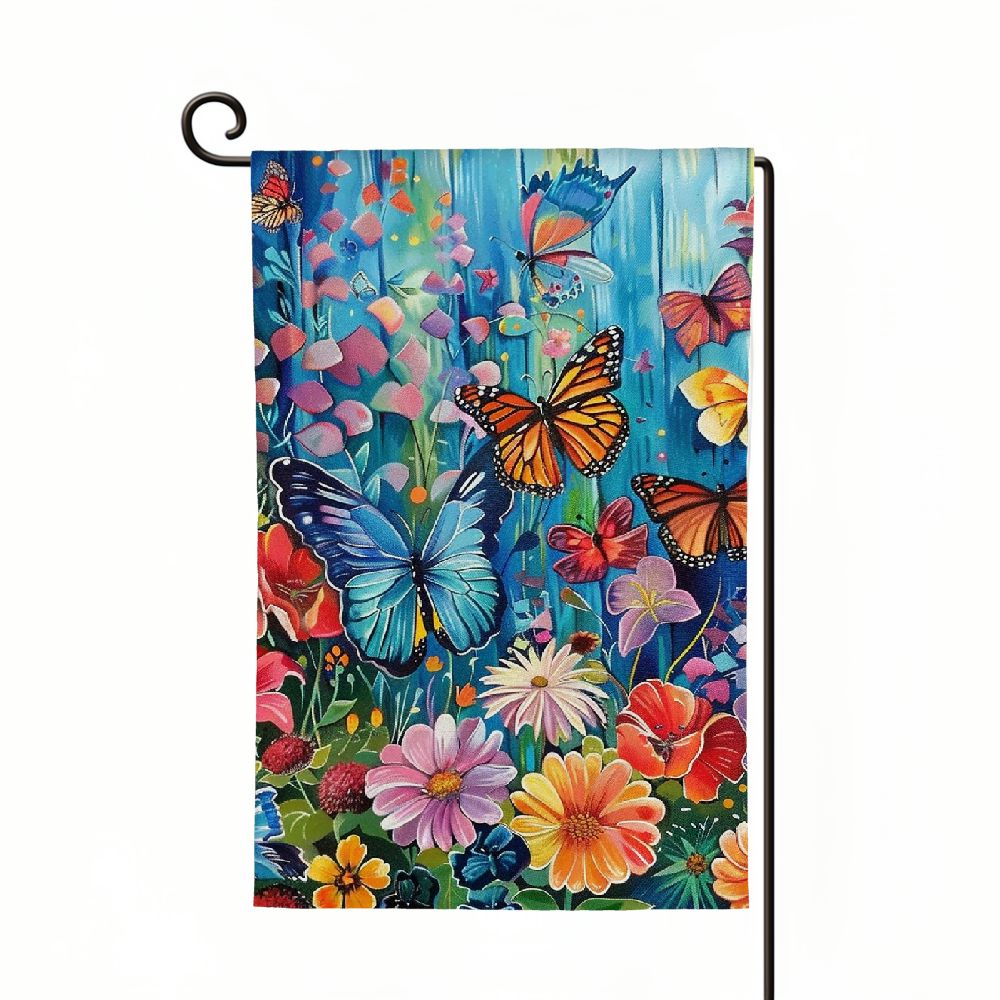 WXKJ Spring Floral Butterfly Outdoor Yard Flag Double Sided Lawn ...
