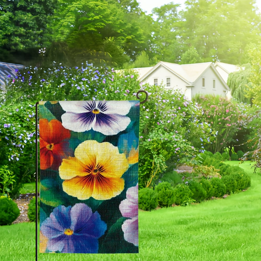 WXKJ Spring Summer Welcome Garden Flag Pansy Flower Floral Seasonal ...