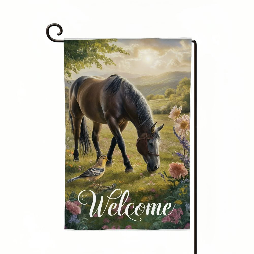 WXKJ Spring Welcome Horse Garden Flag Double Sided Outside decorations ...