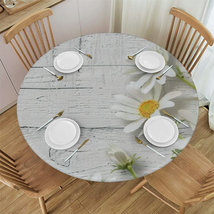 WXKJ Stretch Fitted Table Covers for Tables - Waterproof Wipeable ...