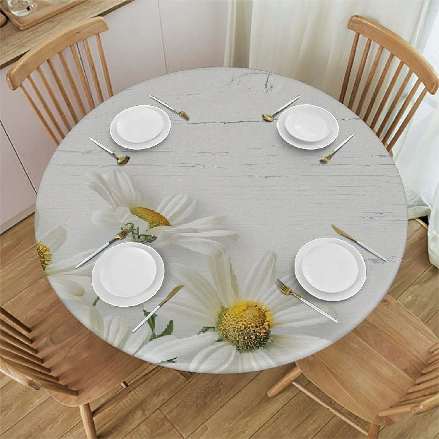 WXKJ Stretch Fitted Table Covers for Tables - Waterproof Wipeable ...