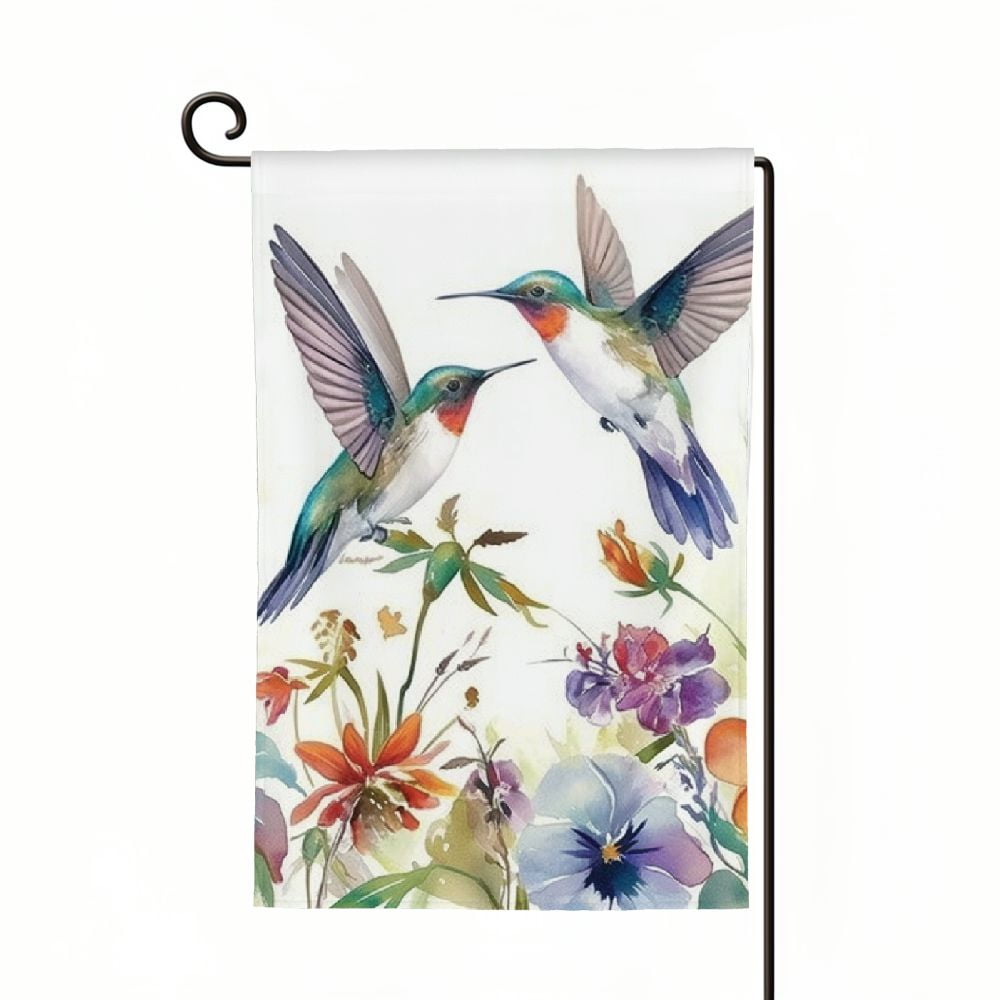 WXKJ Summer Hummingbird Garden Flag Flower banner Vertical Double Sided ...