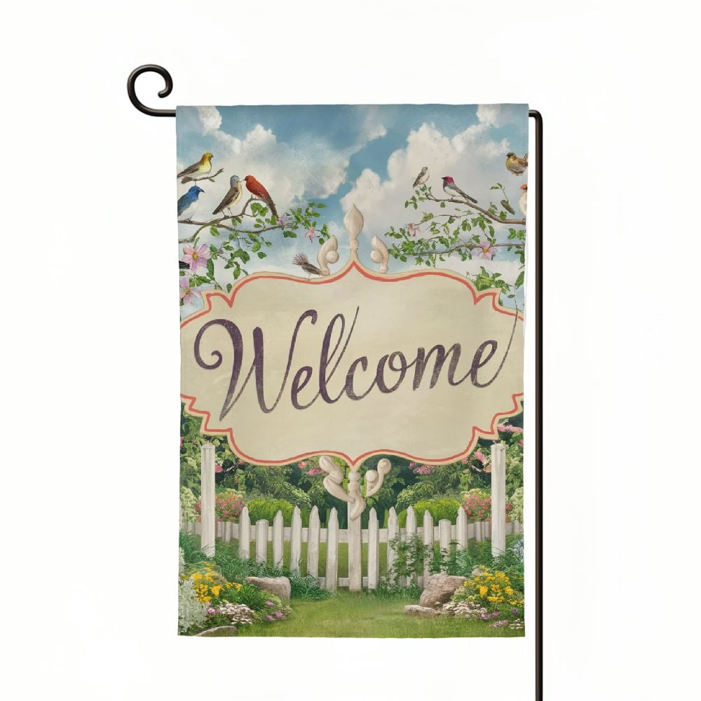 WXKJ Summer Welcome Hummingbird Garden Flag Flower banner Vertical ...