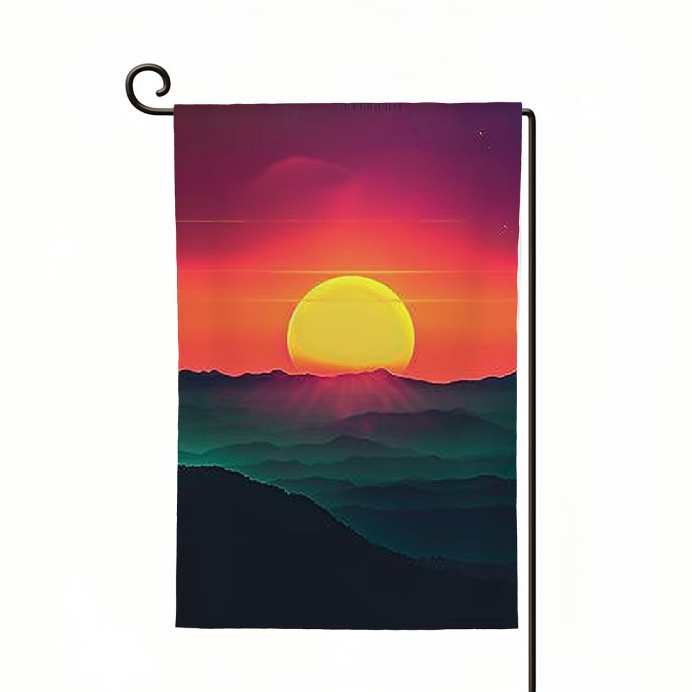 WXKJ Sun House Flag Retro Landscape Cyber Surface Sunlight Space ...