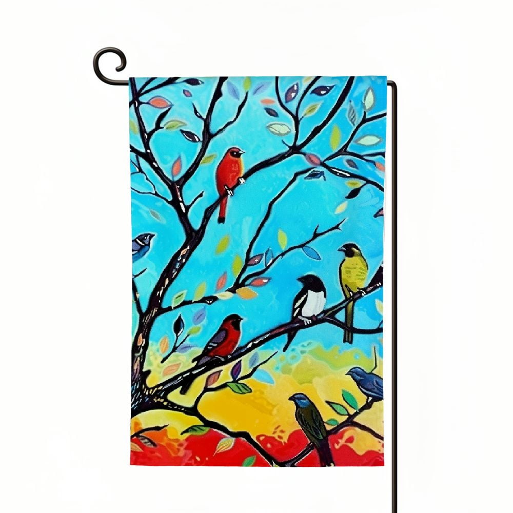 WXKJ Tree Birds Garden Flags Double Sided Decorative Yard Flags for ...