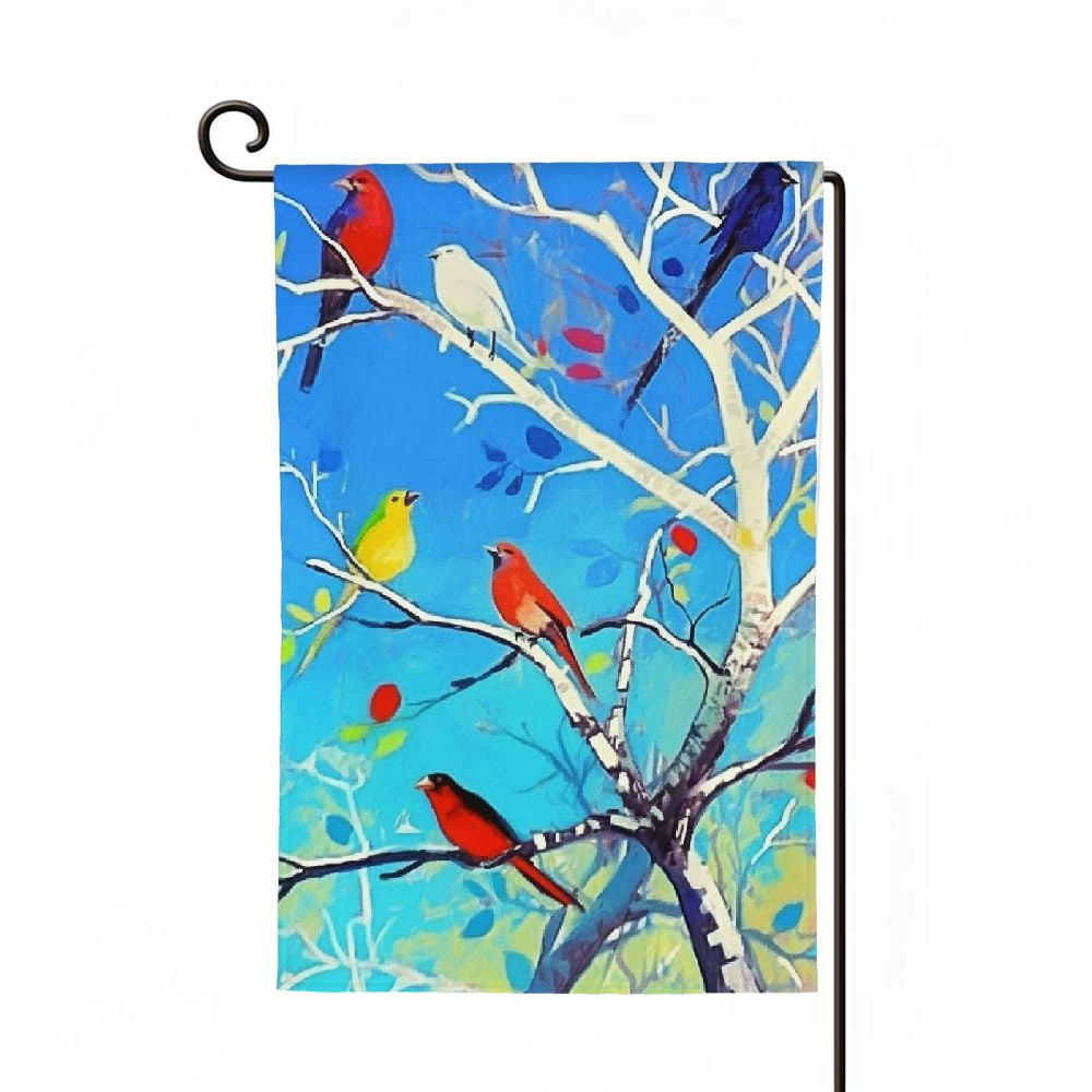 WXKJ Tree Birds Garden Flags Double Sided Decorative Yard Flags for ...