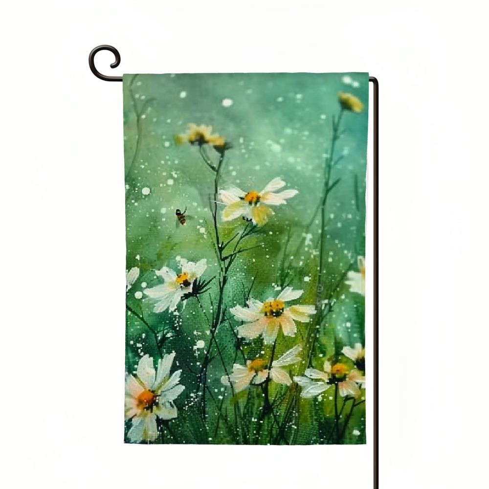 WXKJ Watercolor Abstract White Flowers Daisy Field Spring Summer ...