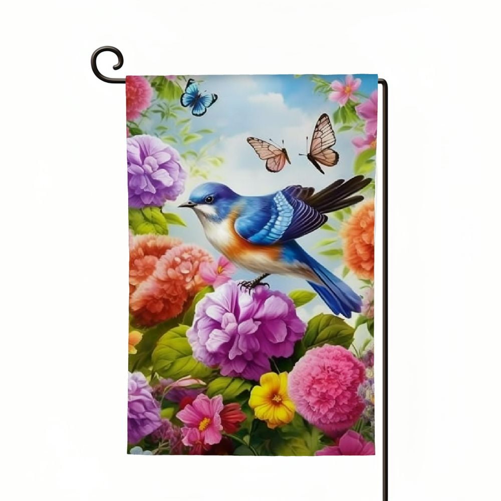 WXKJ Welcome Garden Flag Geraniums in Bloom Floral Birds Garden Flags ...