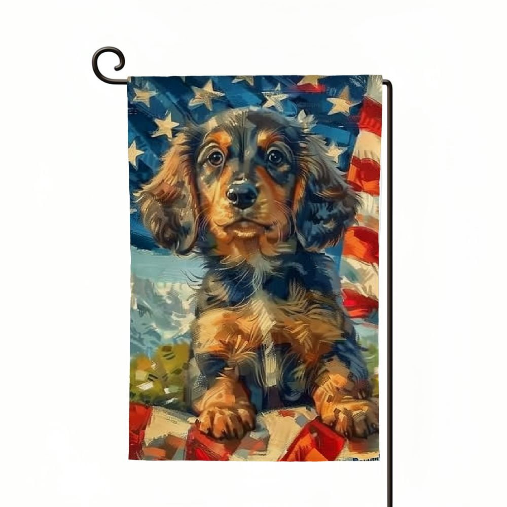 WXKJ Welcome Garden Flags Dog Patriotic American Flag Garden Flag 4th ...