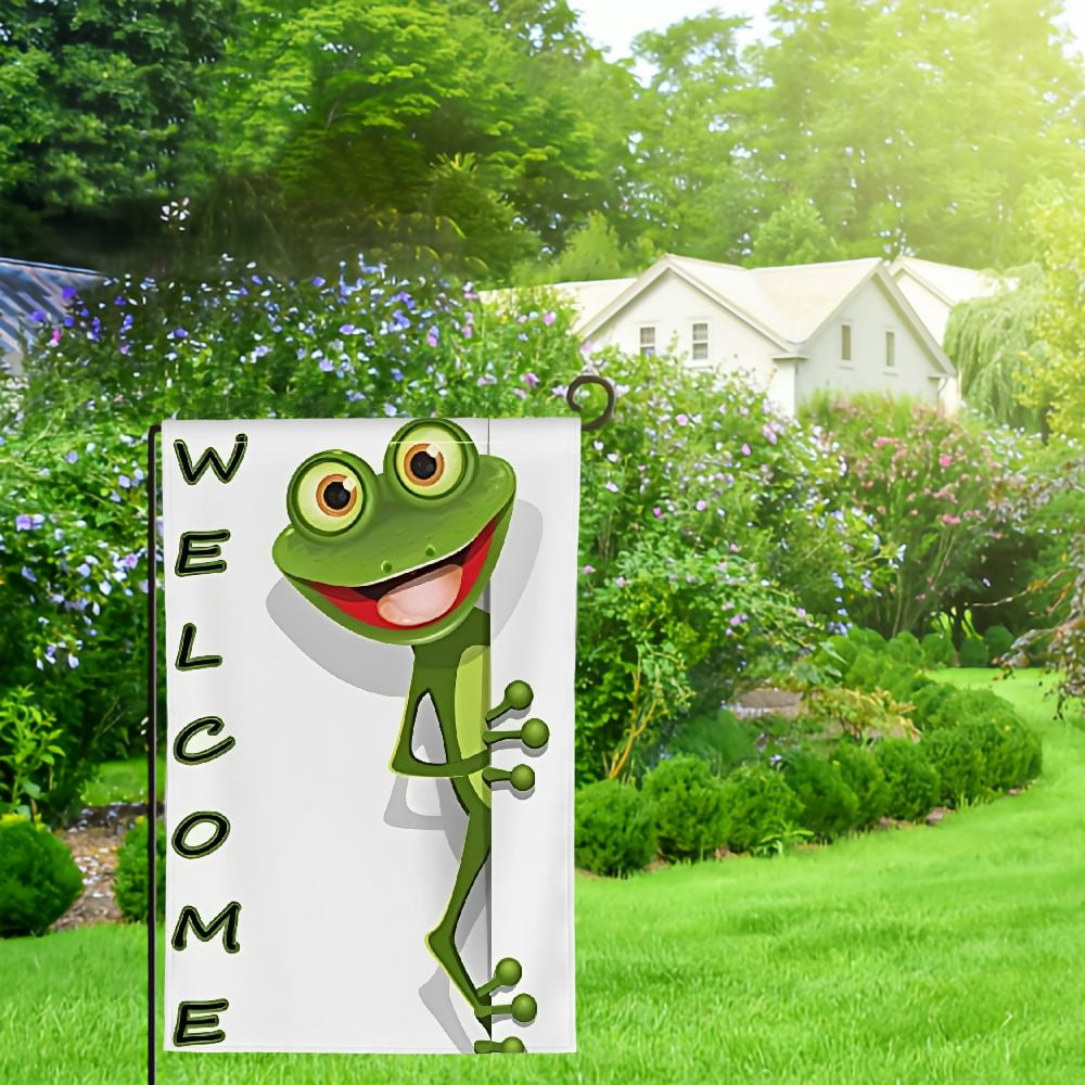 WXKJ Welcome Green Frog Garden Flags Double Sided Frogs Insect Bug with ...