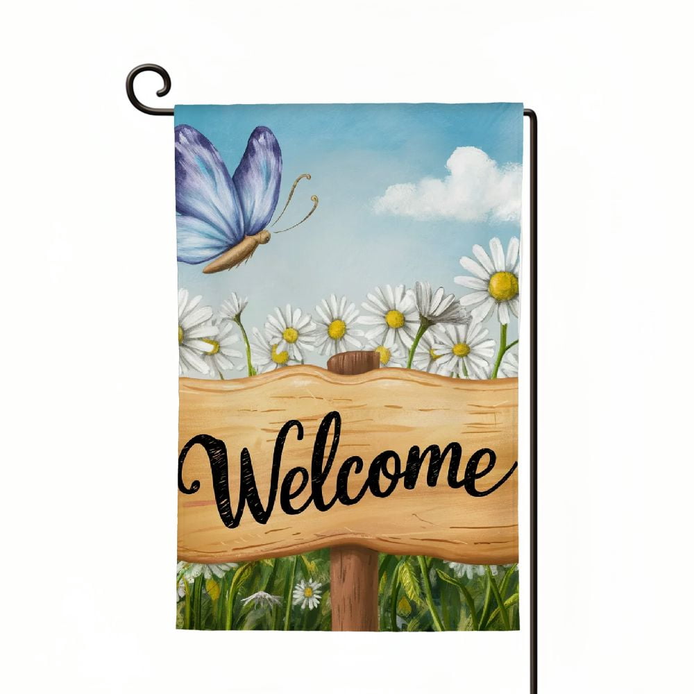 WXKJ Welcome Monarch Butterfly Garden Flag Double Sided Yard Flags ...