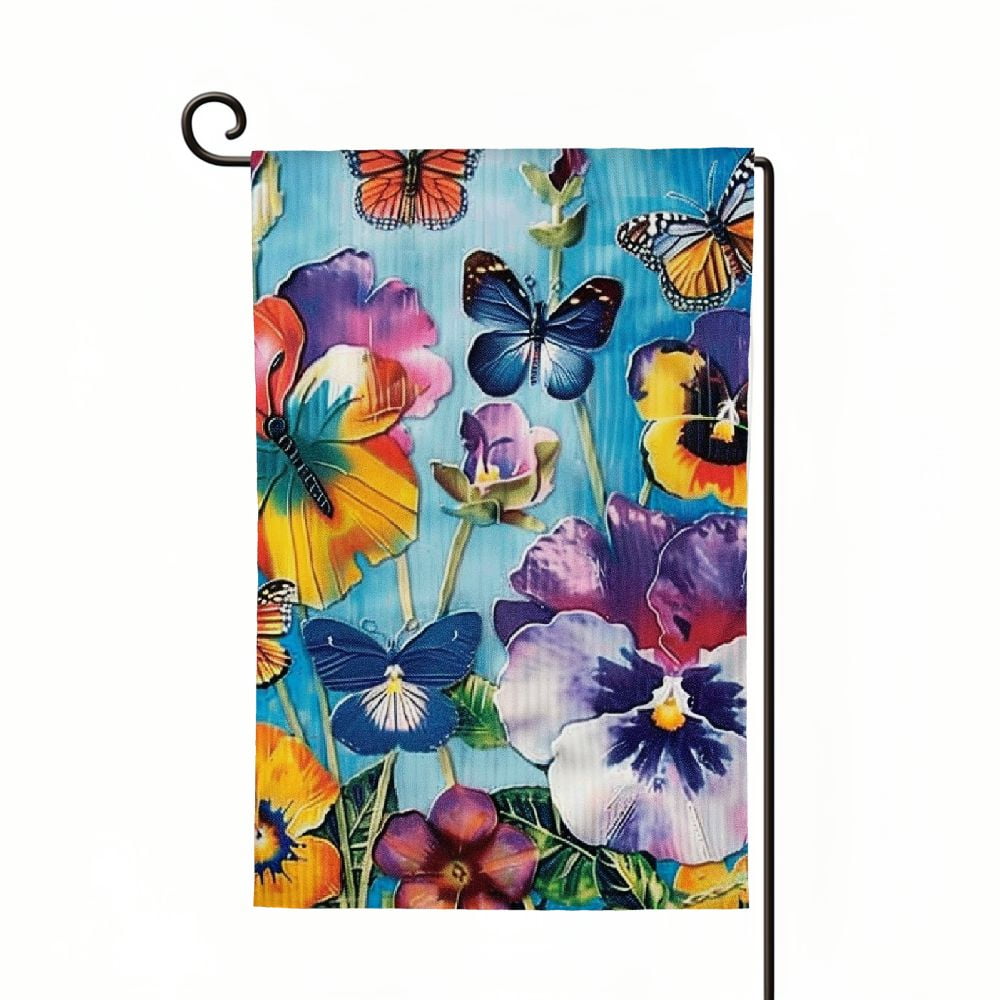 WXKJ Welcome Spring Garden Flag Double Sided Vertical, Butterfly Floral ...