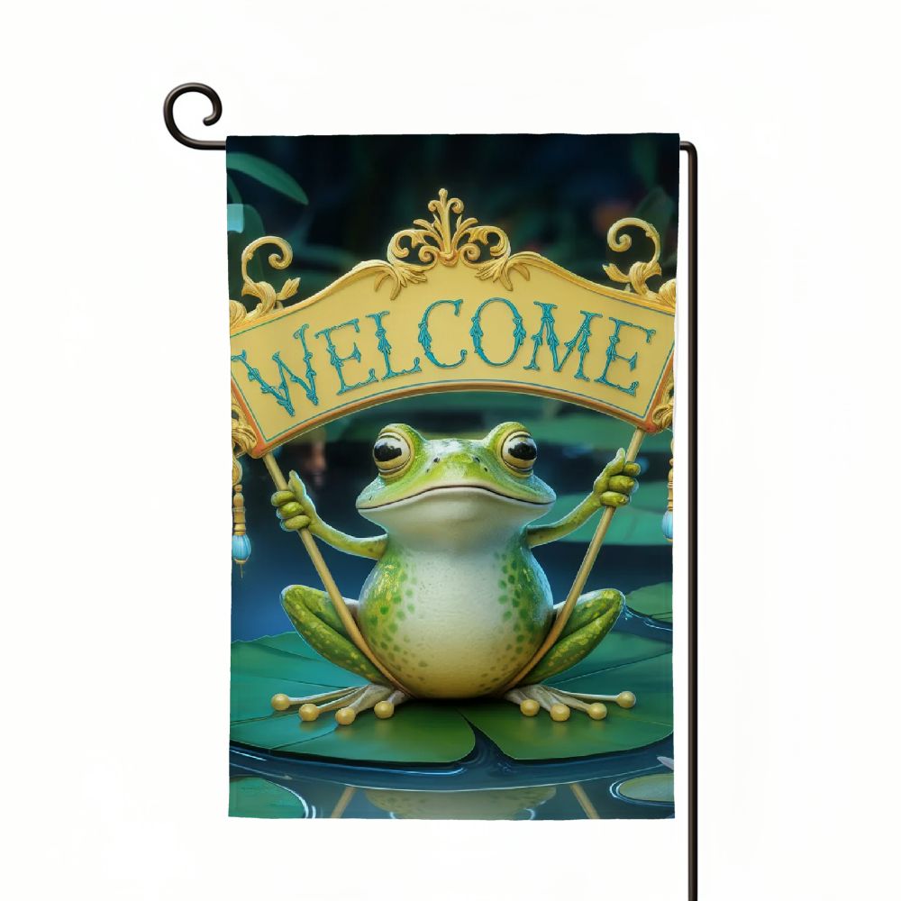 WXKJ Welcome Spring Summer Frog Garden Flags Double Sided Decorative ...