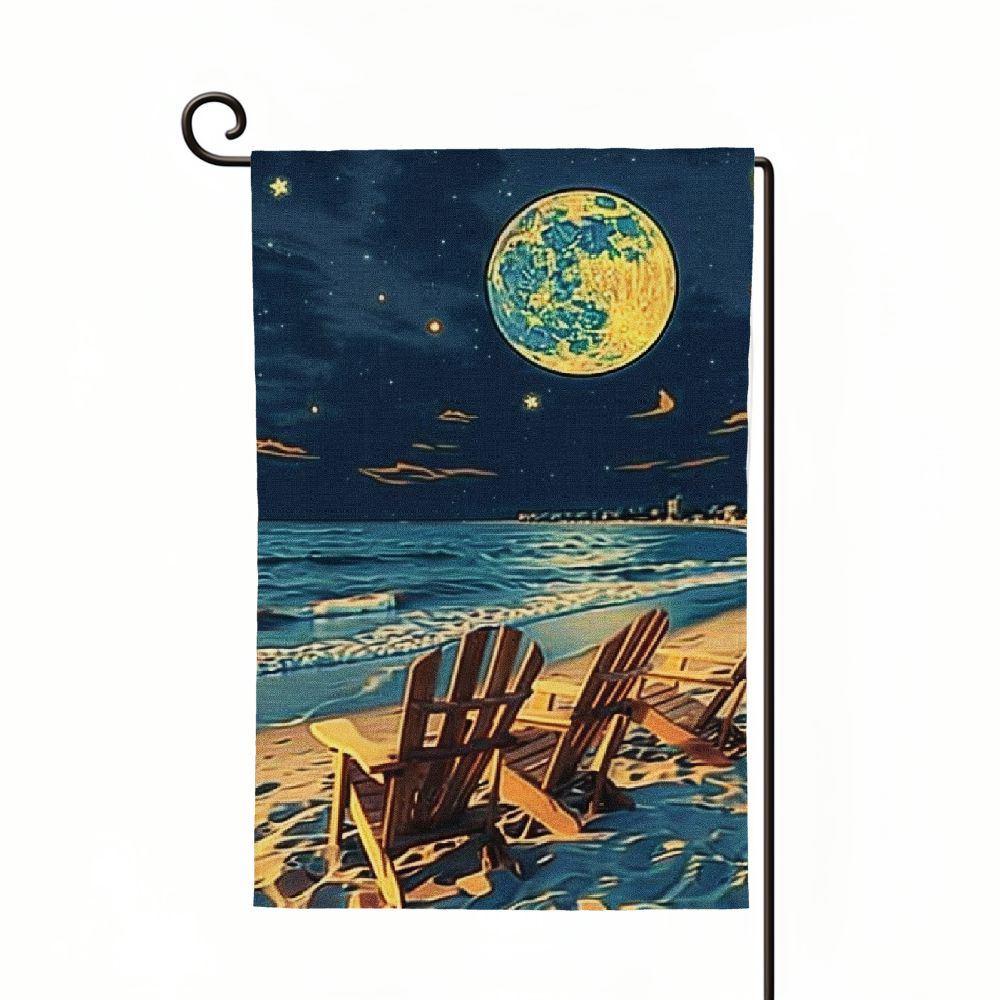WXKJ Welcome Summer Ocean Lounge Chair Garden Flag Van Starry Night ...