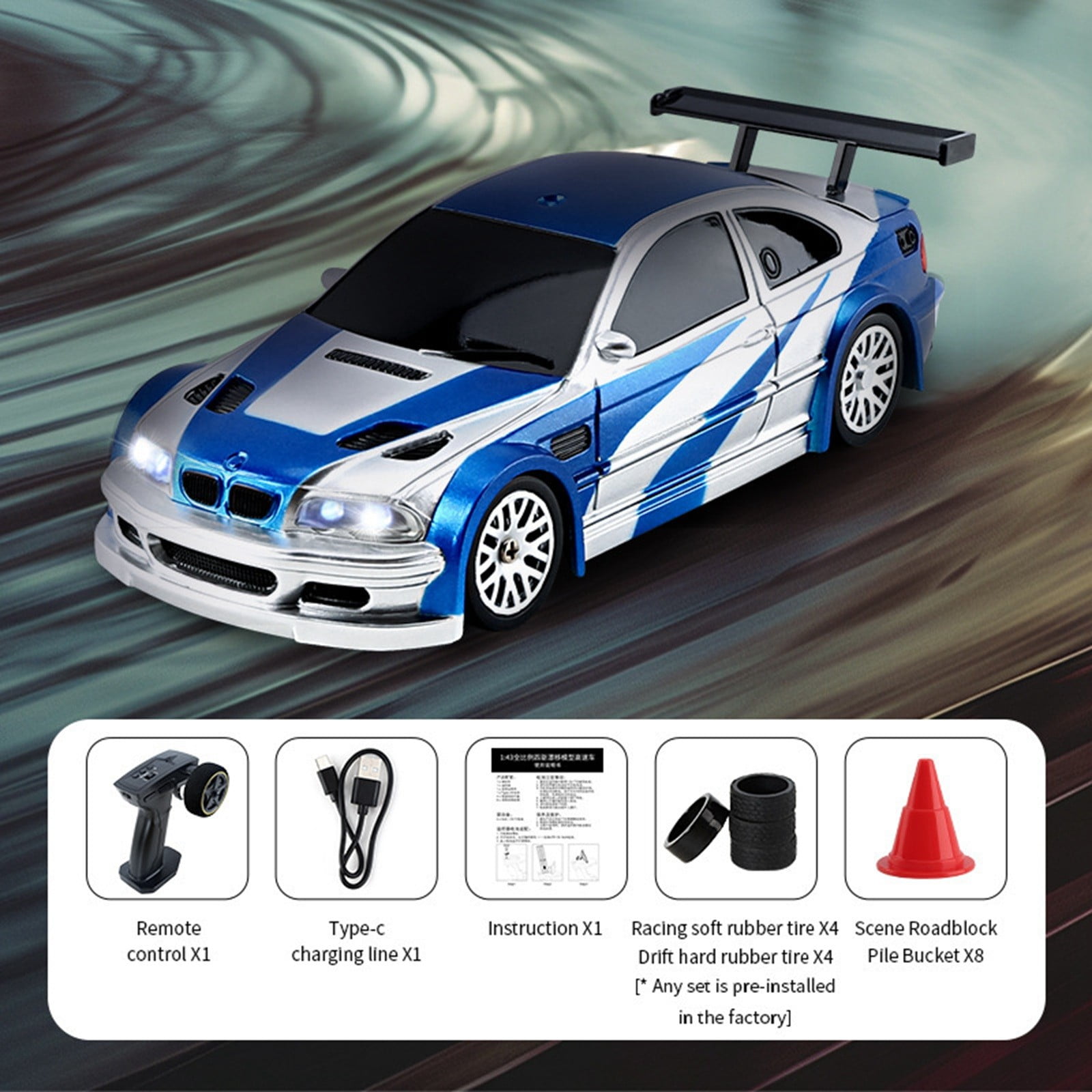 WXLCISI 1/43 Scale Remote Control Sports Car - 2.4G RC Drift Racing ...