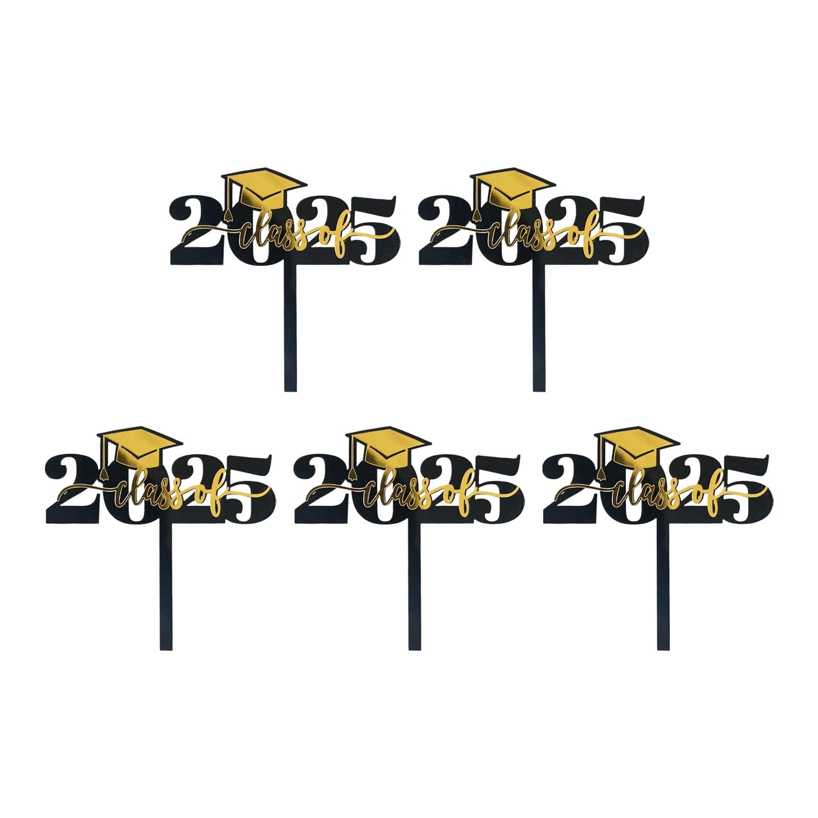 WXLCISI 2025 Graduation Acrylic Cake Card – Black & Gold Glitter Hat ...