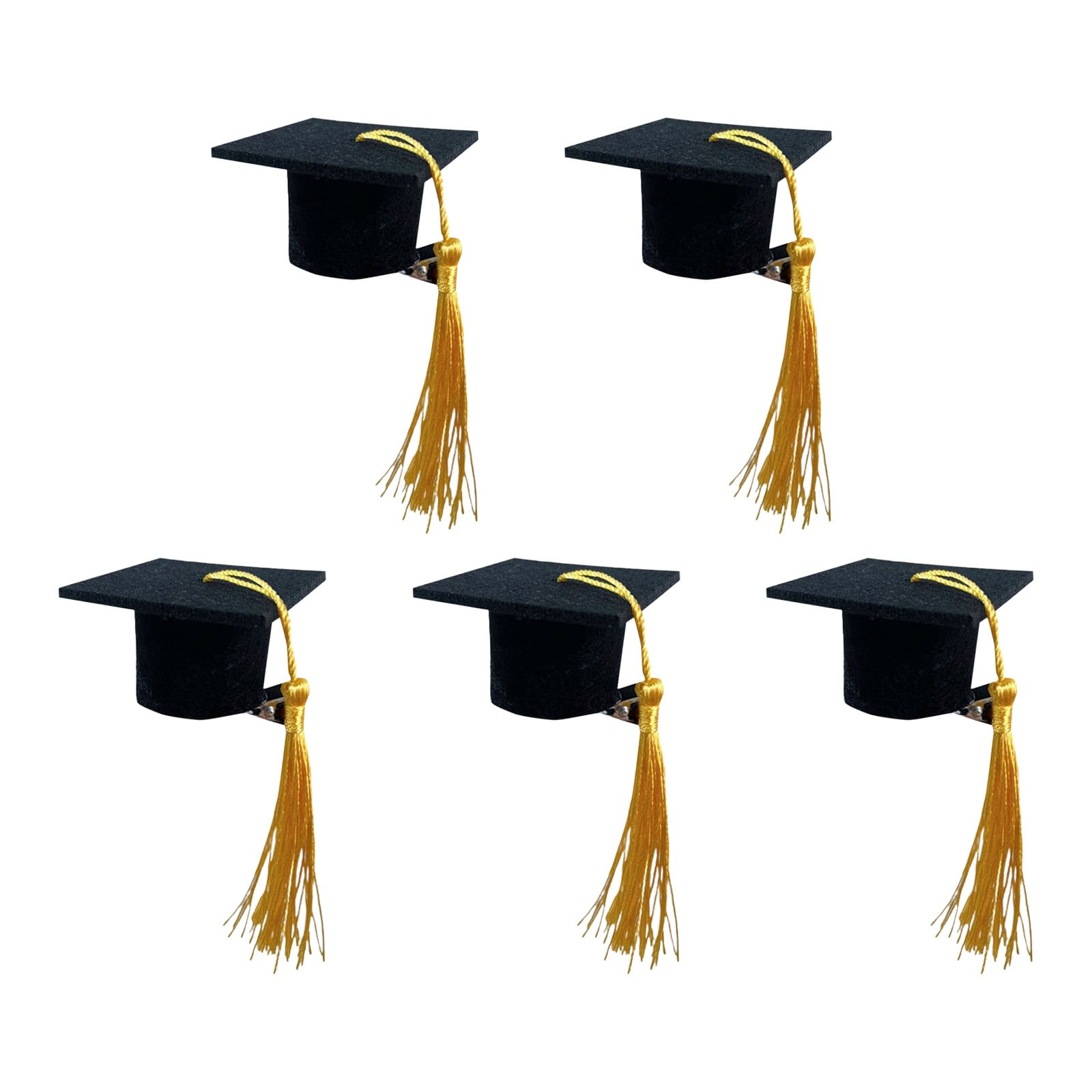 WXLCISI 5-Pack Graduation Mini Cap Hair Clip with Yellow Tassel, Black ...