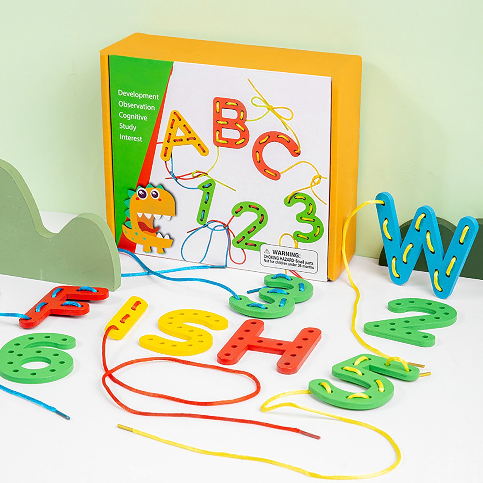 WXLCISI Alphabet Lacing Toy – 26 Uppercase Letters & 10 Numbers with 8 ...