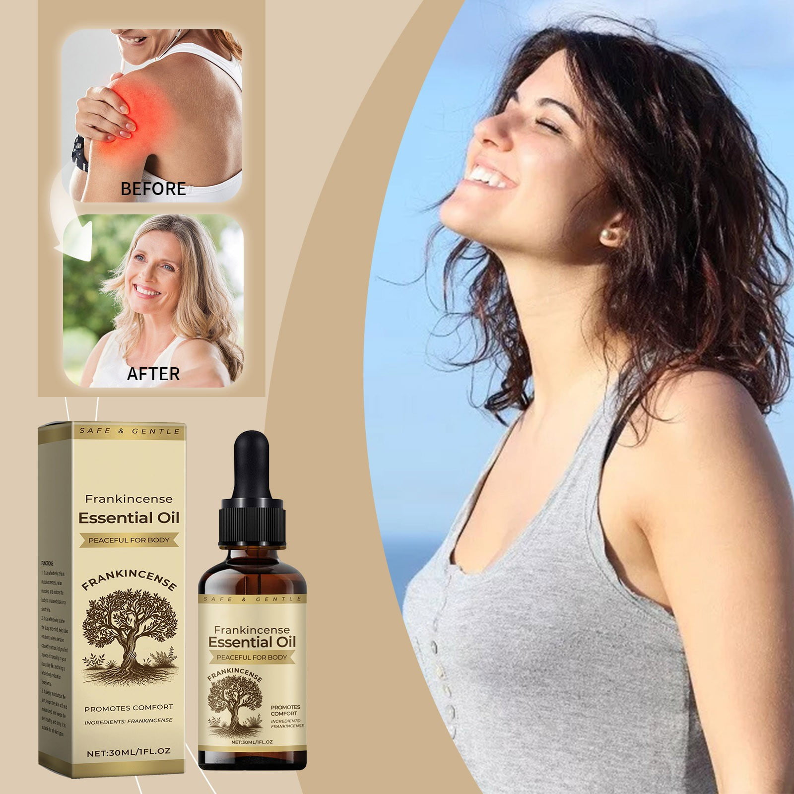 WXLCISI Body Frankincense Soothing Oil Muscle Soreness Stress Soothes ...