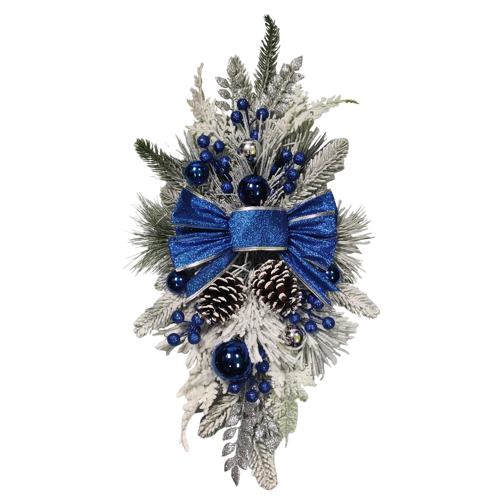 WXLCISI Christmas Home Blue And White Component With Double Pinecone ...