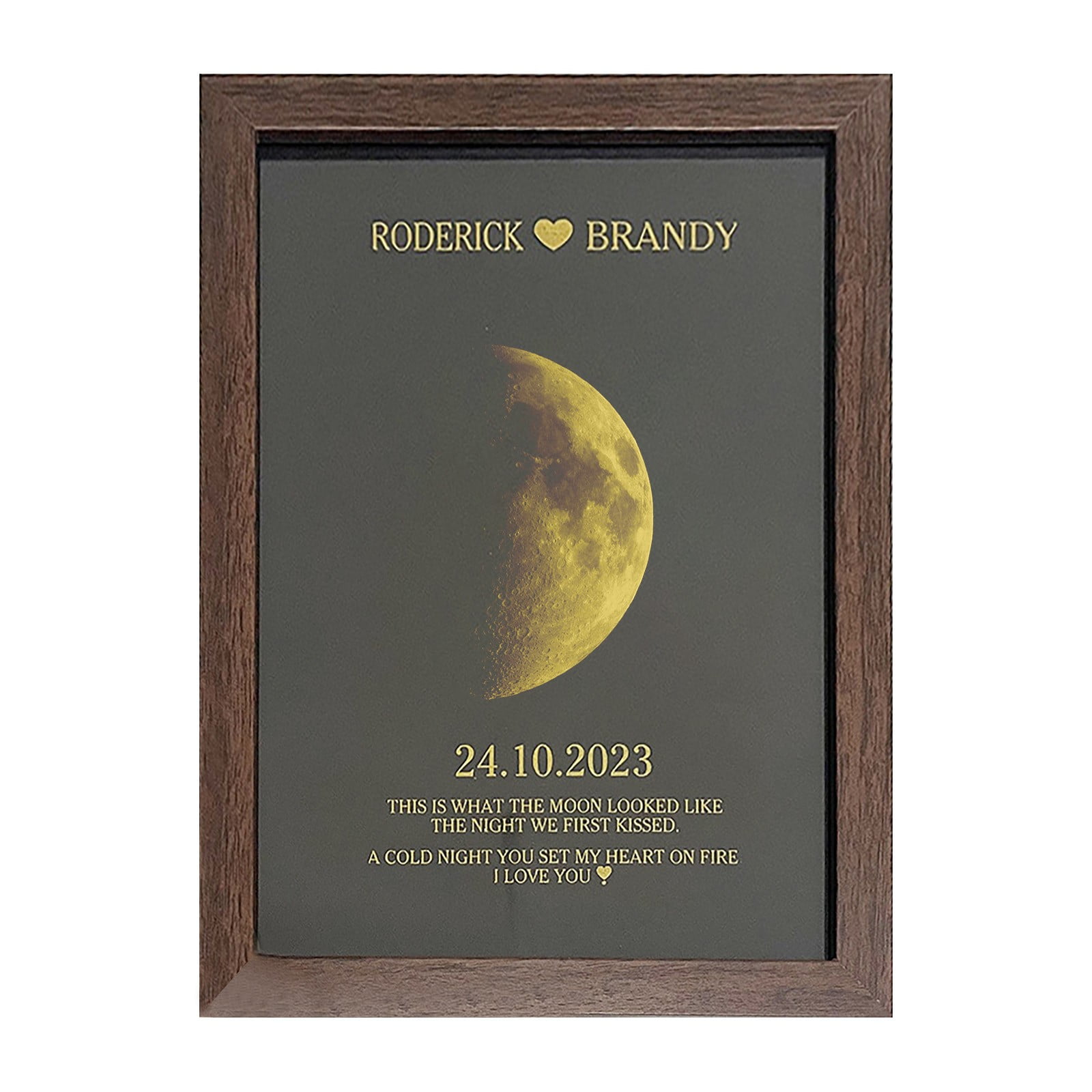WXLCISI Custom Moon Phase And Name Wooden Frame With Your Text 'The ...