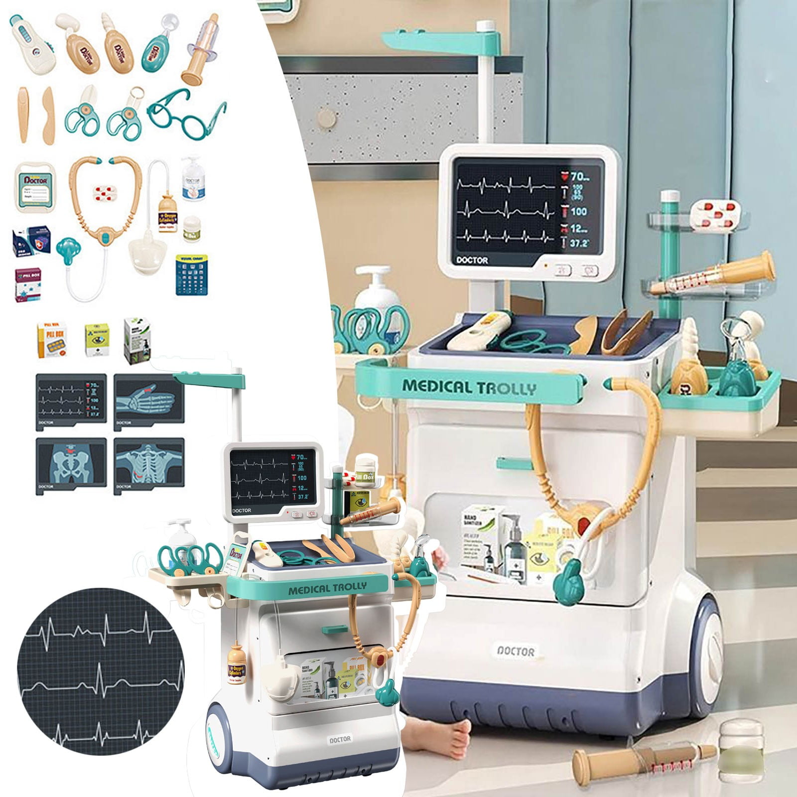 WXLCISI Doctor Role Play Desk Set Educational Toy Bundle For Kids ...