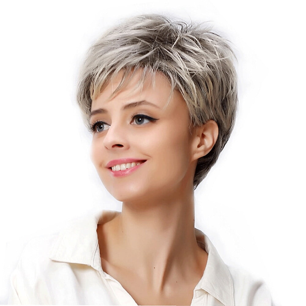 WXLCISI Fashion Women'S Sexy Full Bangs Wig Short Wig Straight Wig,Grey ...