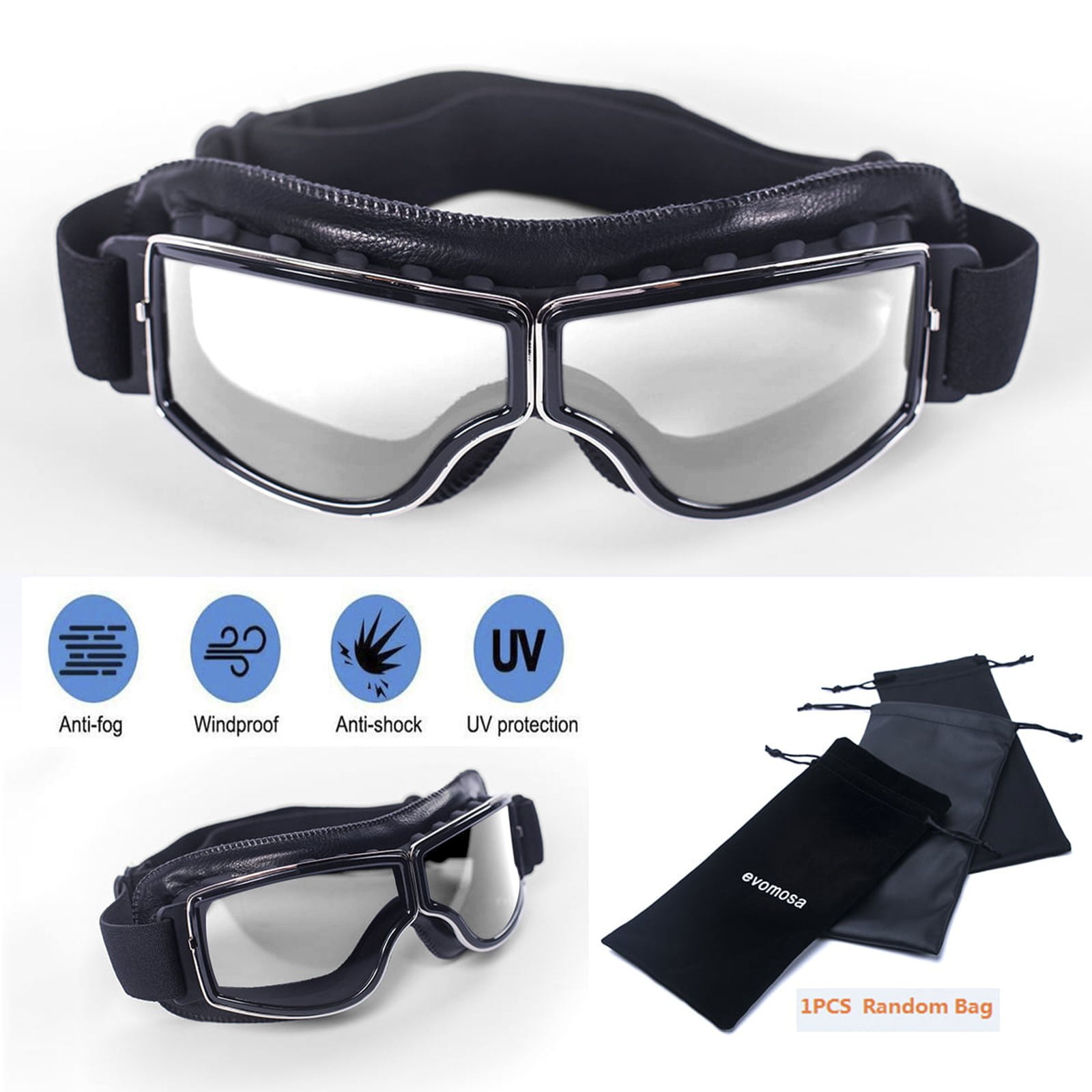 WXLCISI Motorcycle Goggles Fit Over Glasses For Men Vintage Leather ...